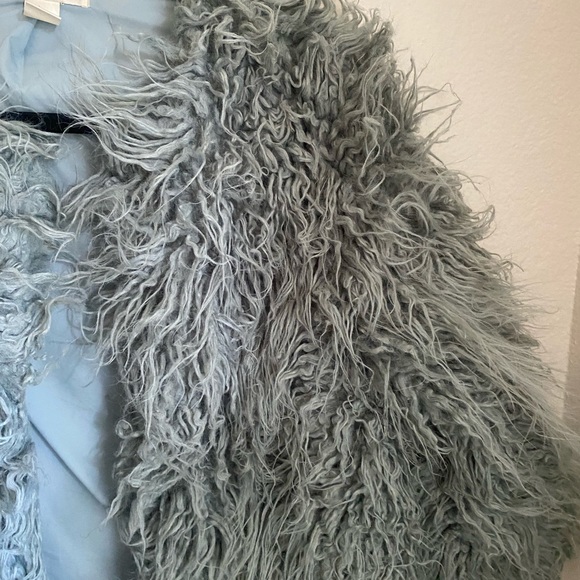 H&M | Jackets & Coats | Dusty Blue Fuzzy Jacket | Poshmark